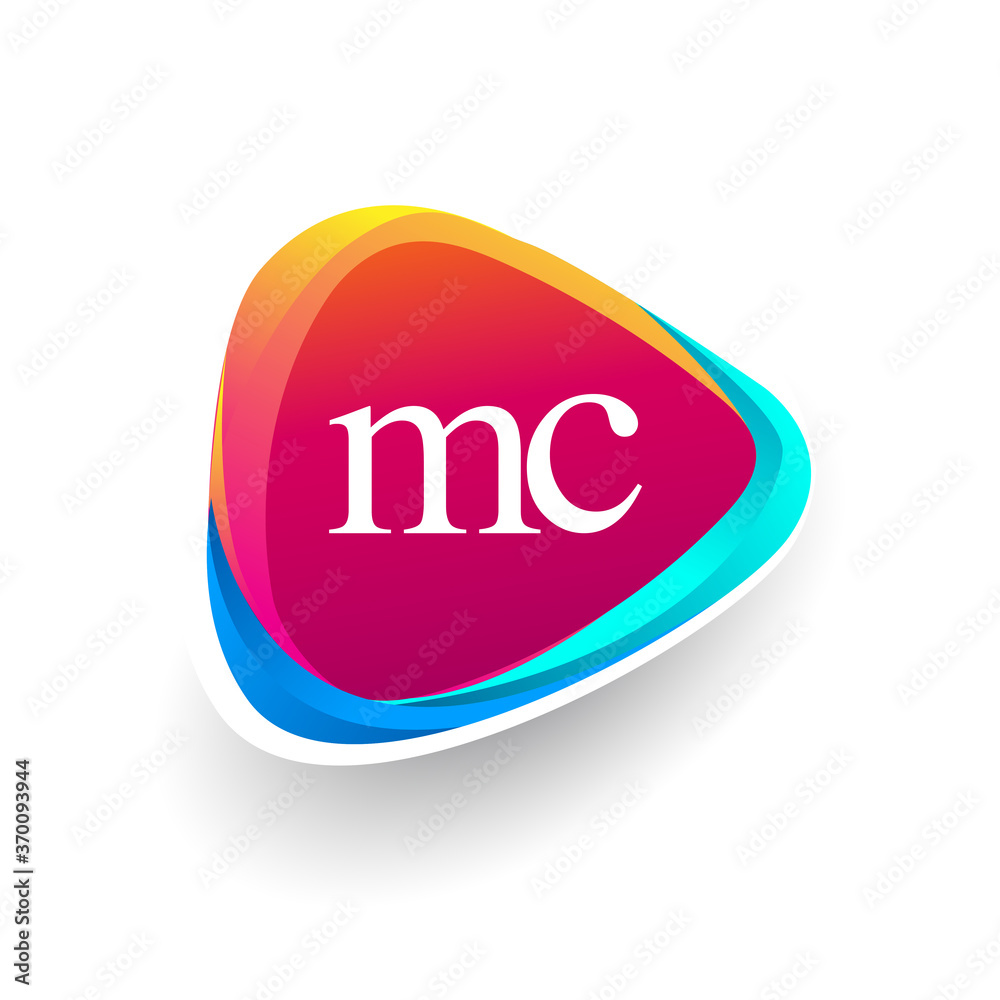 Letter MC logo in triangle shape and colorful background, letter ...