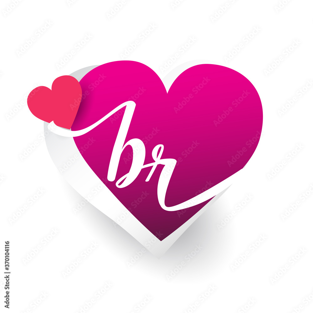 initial logo letter BR with heart shape red colored, logo design for ...