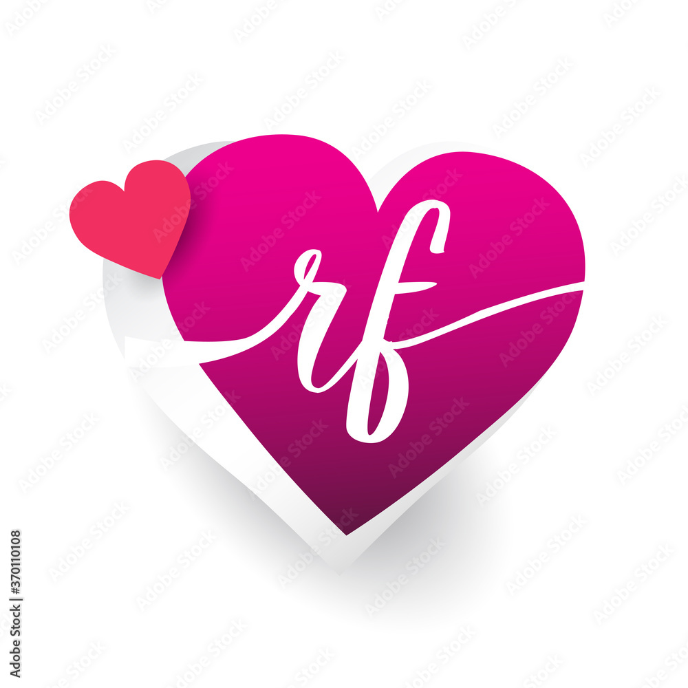 initial logo letter RF with heart shape red colored, logo design for ...
