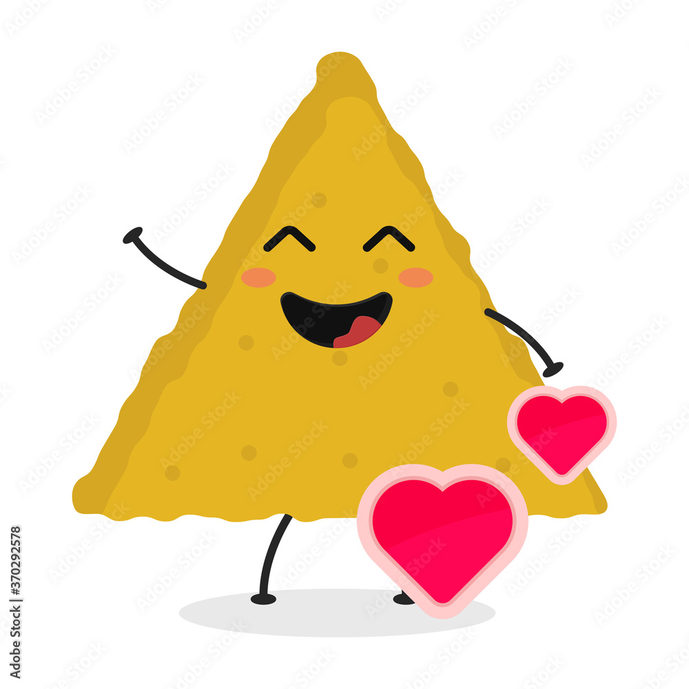 Cute flat cartoon nachos illustration. Vector illustration of cute ...