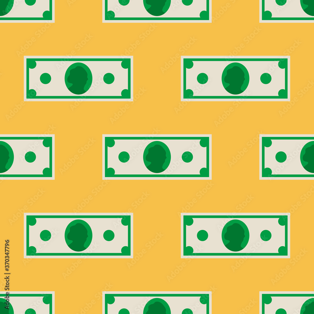 Cartoon dollar seamless pattern. Money polka dot background. Green ...