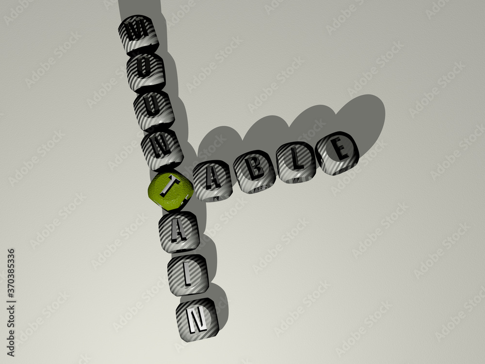crosswords of table mountain arranged by cubic letters on a mirror ...