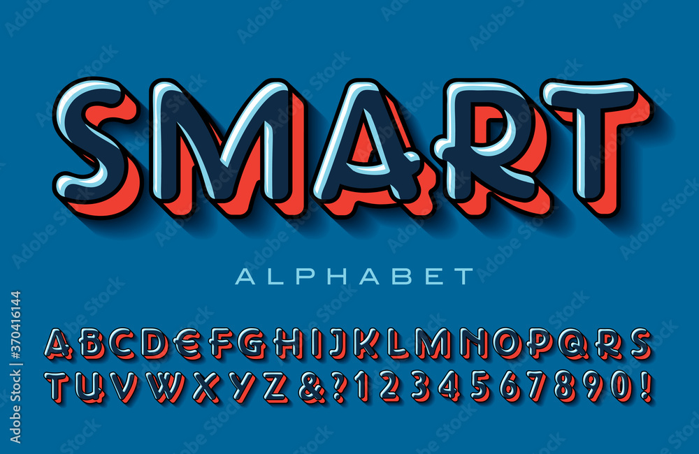 Vector Font; A Rounded Sans Serif with Bright High-Contrast Color and ...