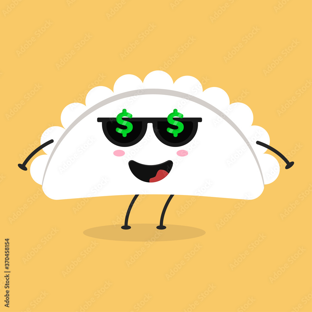 Cute flat cartoon Dumplings illustration. Vector illustration of cute ...