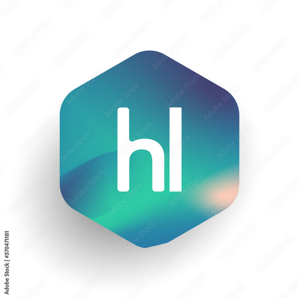 Letter HL logo in hexagon shape and colorful background, letter ...