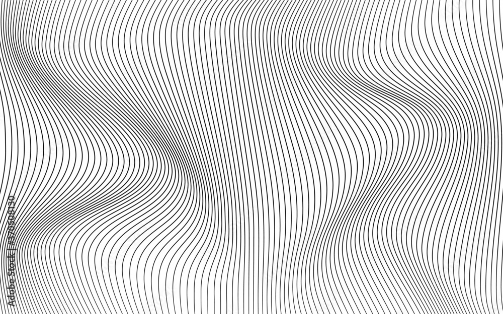 Wave black thin lines vertical curve pattern vector abstract background ...