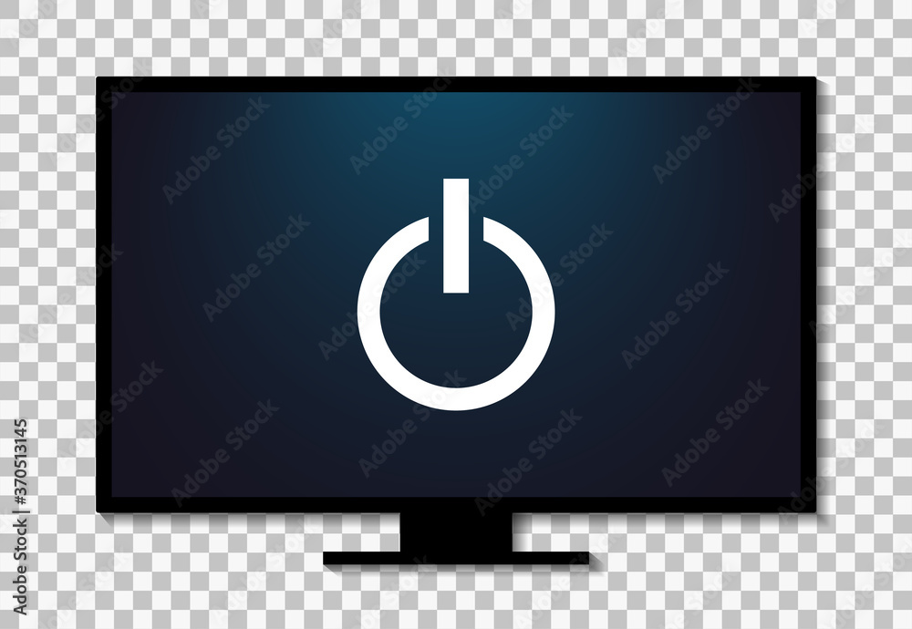 TV screen with power button. Led monitor for television. Icon of lcd ...
