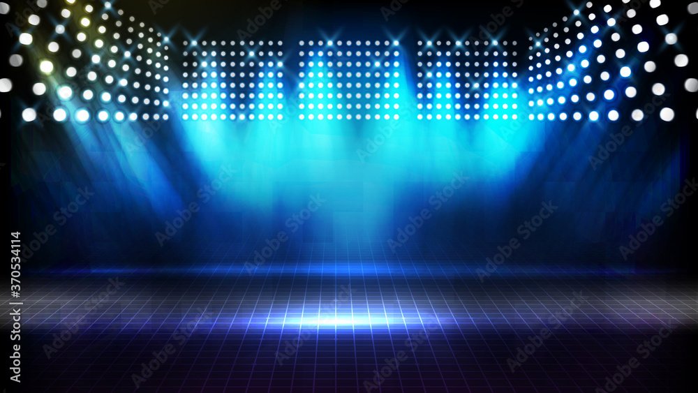 abstract futuristic background of blue empty stage arena stadium ...