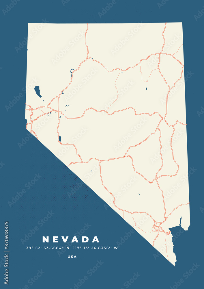 Nevada map vector poster flyer Stock Vector | Adobe Stock