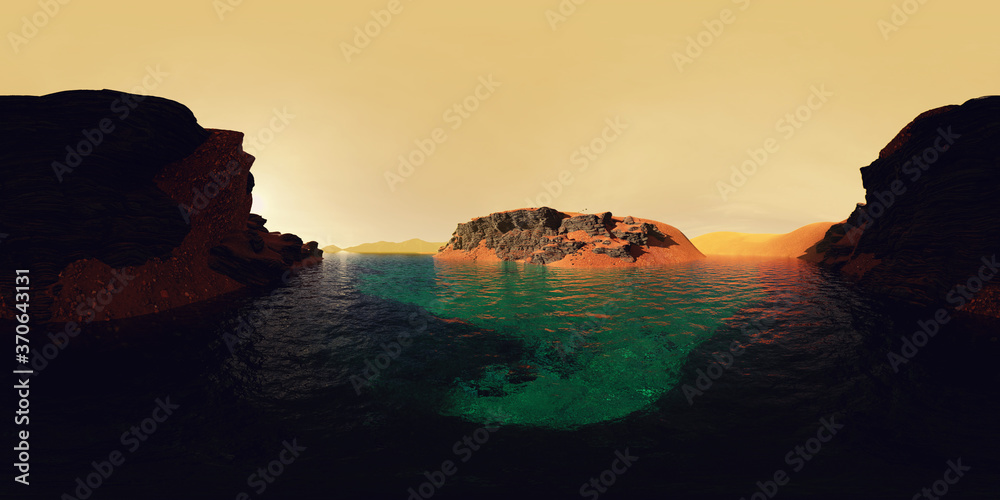 ancient planet Mars with liquid surface water, 4K HDRI map, spherical ...