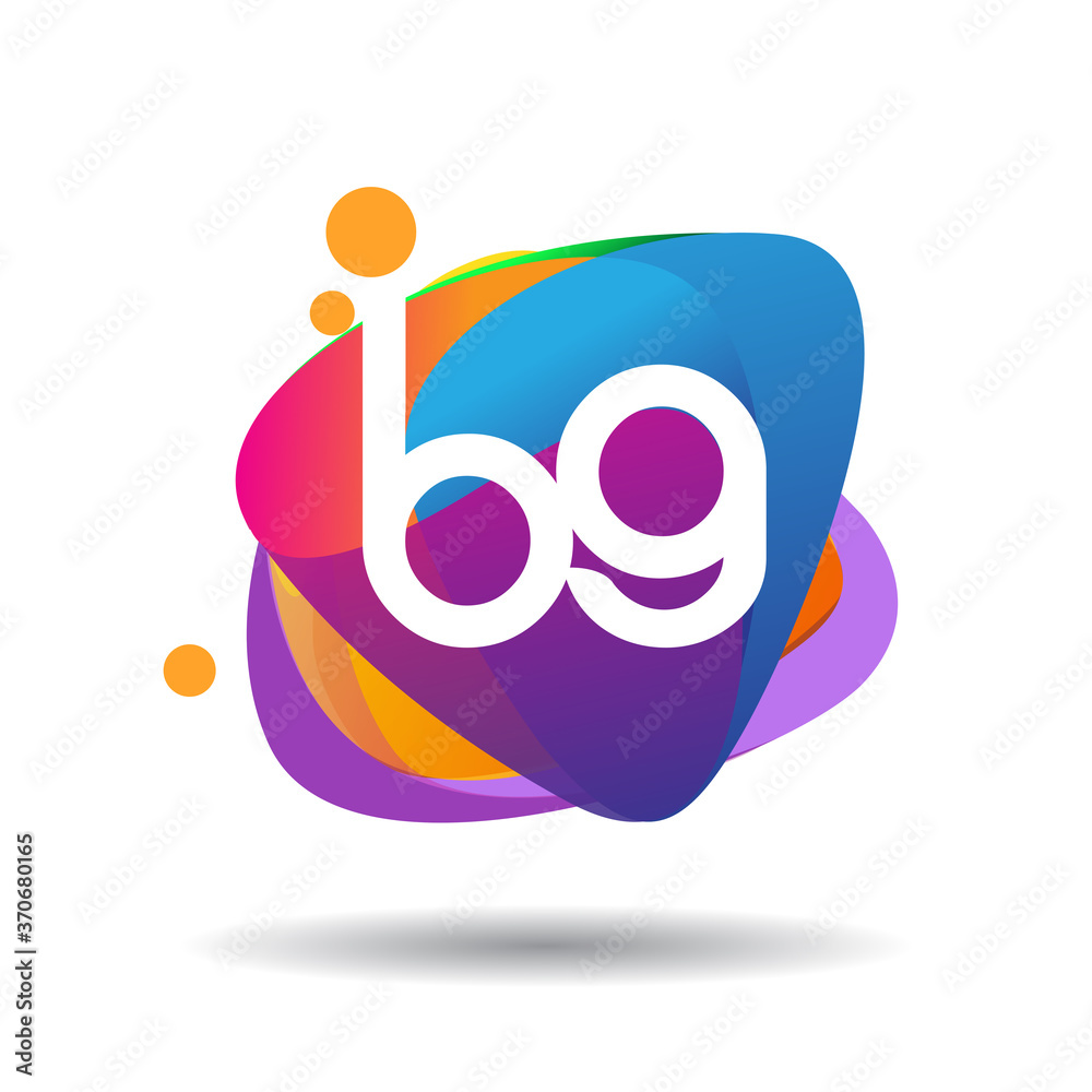 Letter BG logo with colorful splash background, letter combination logo ...