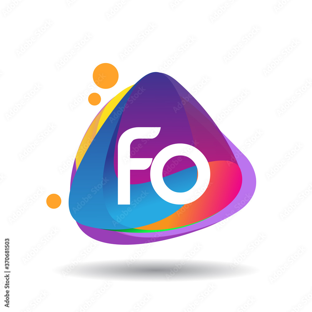 Letter FO logo with colorful splash background, letter combination logo ...