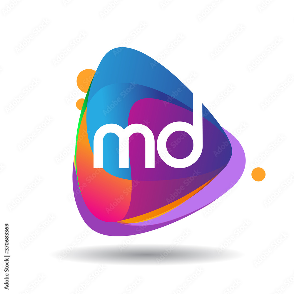 Letter MD logo with colorful splash background, letter combination logo ...