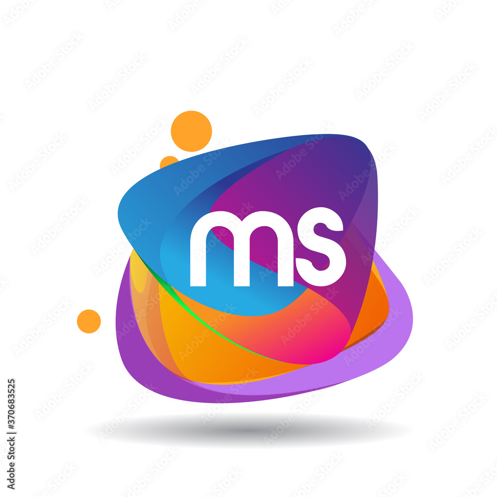 Letter MS logo with colorful splash background, letter combination logo ...