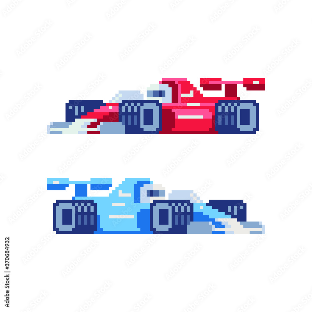 Stock-Vektorgrafik „Racing sports car pixel art set 80s style ...