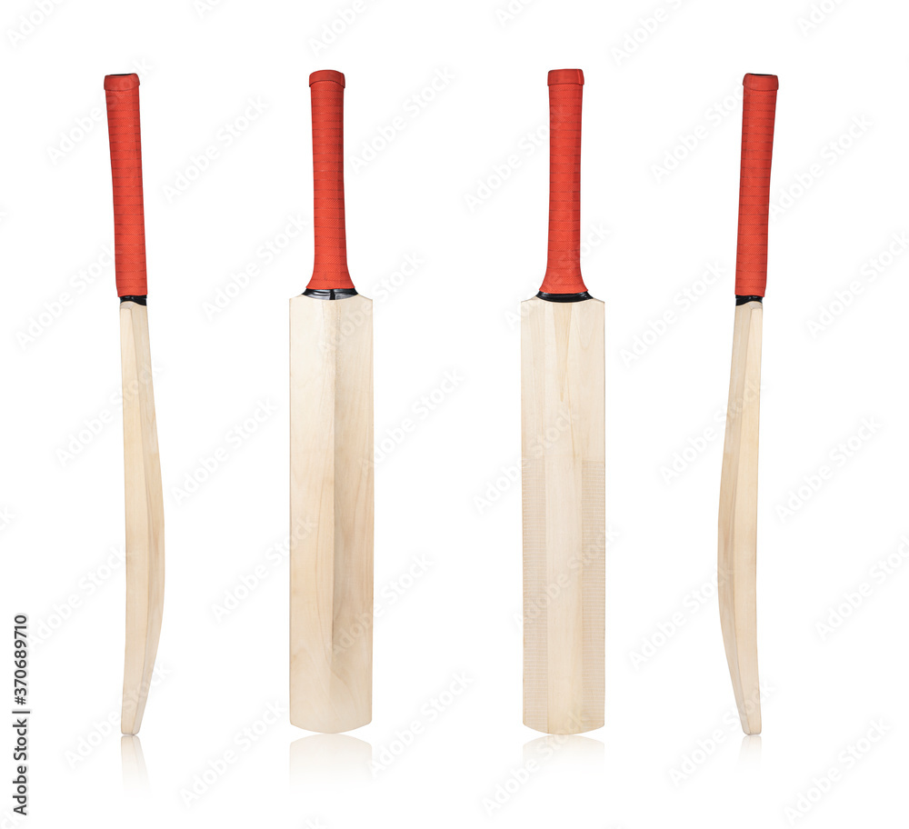 cricket bat isolated on white background, wooden cricket bat all angles ...