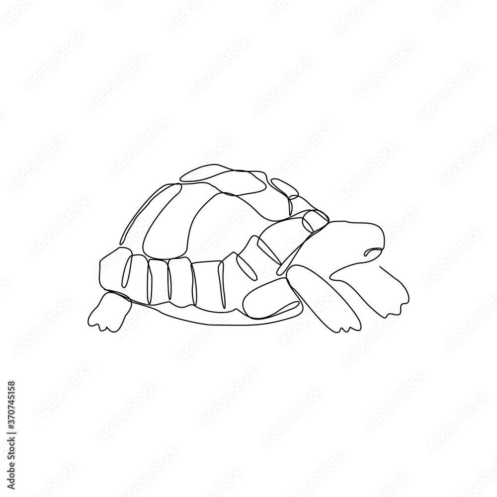continuous line drawing of turtle tortoise. Single line art concept of ...