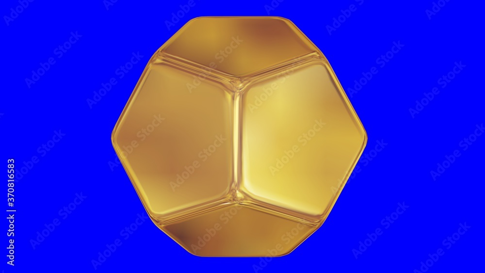 Gold nanoparticle 3d rendering illustration. Isolated on Bluescreen ...