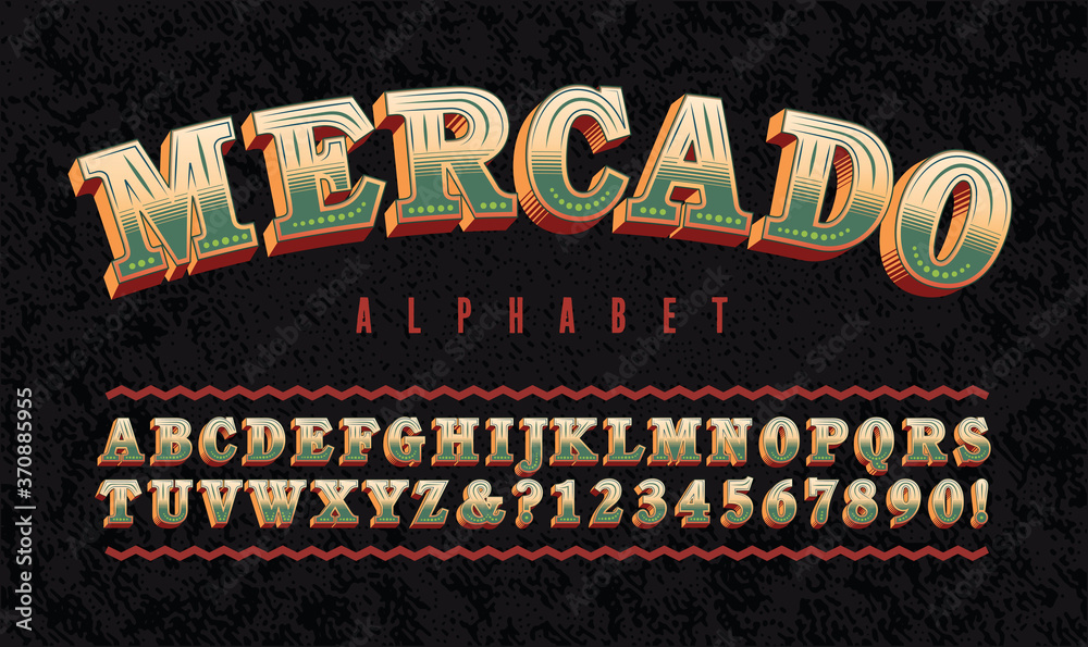 Mercado Hispanic Themed Alphabet; Warm Earth Tones & Green Font ...