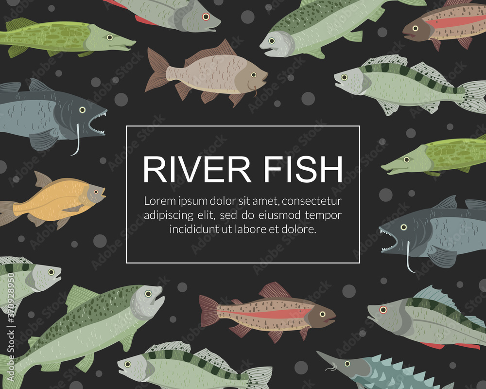 River Fish Banner Template, Seafood Market, Shop, Menu, Packaging ...