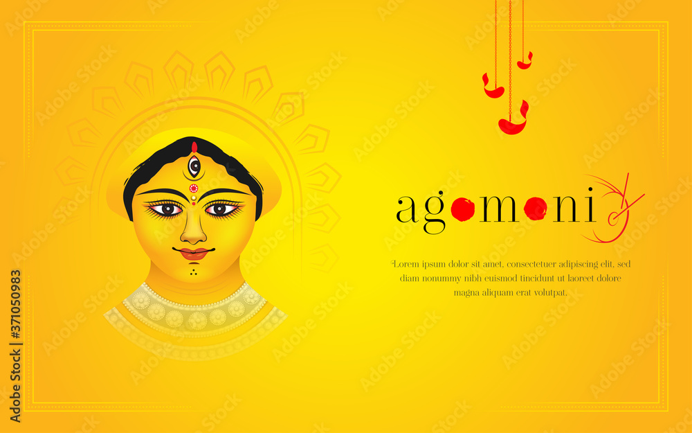 Durga Puja Agomoni Background Template Vector Illustration Stock Vector ...