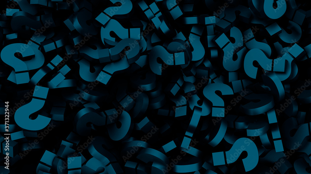 Metal question marks background. High resolution 3d render dark brushed ...