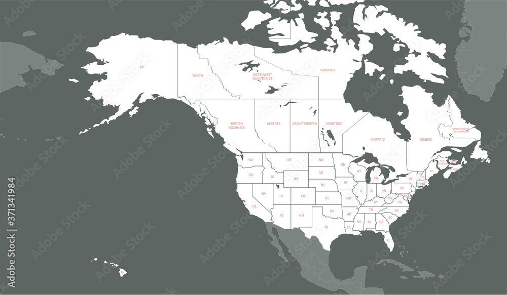 North American Countries Map. The main boundary map of Canada, the ...