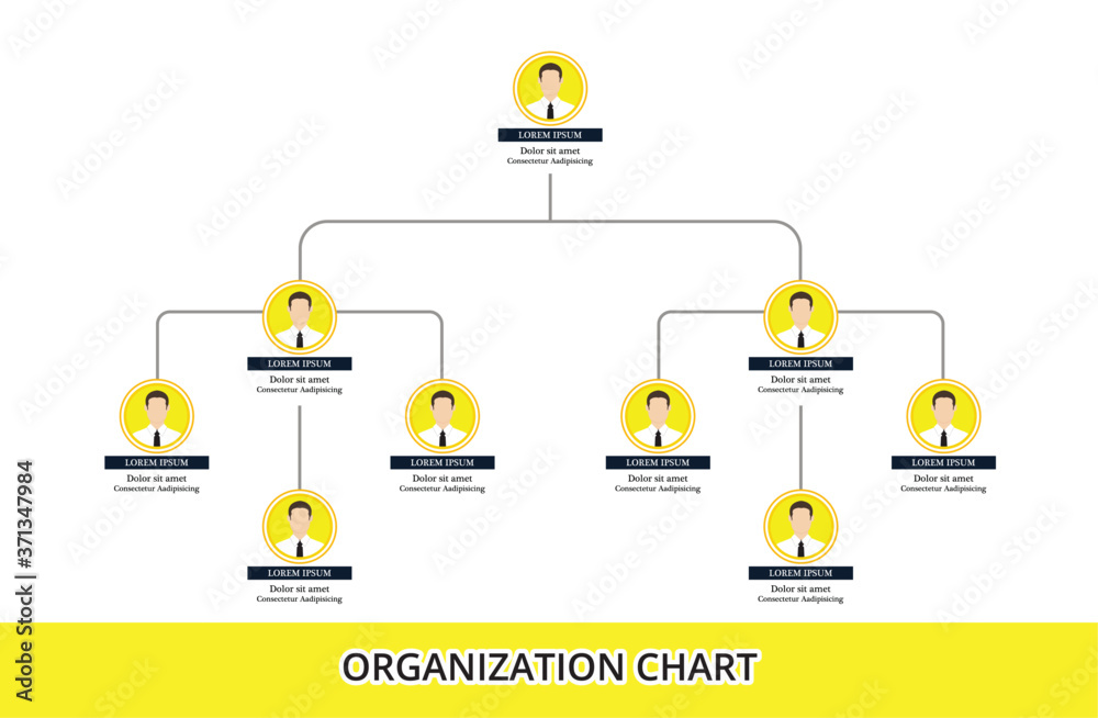 Organization Chart Infographics with People Icon and Abstract Line ...