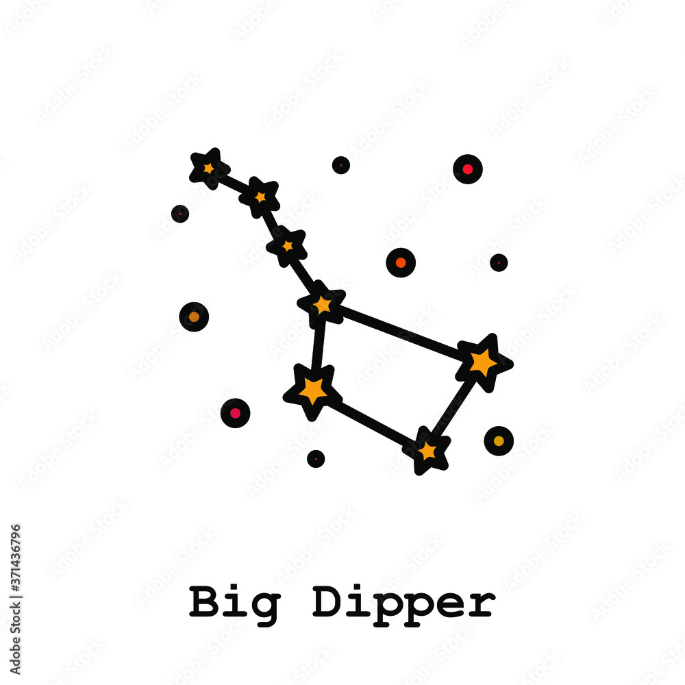 Constellation Ursa Major (Big Dipper, Great Bear) color icon thin line ...