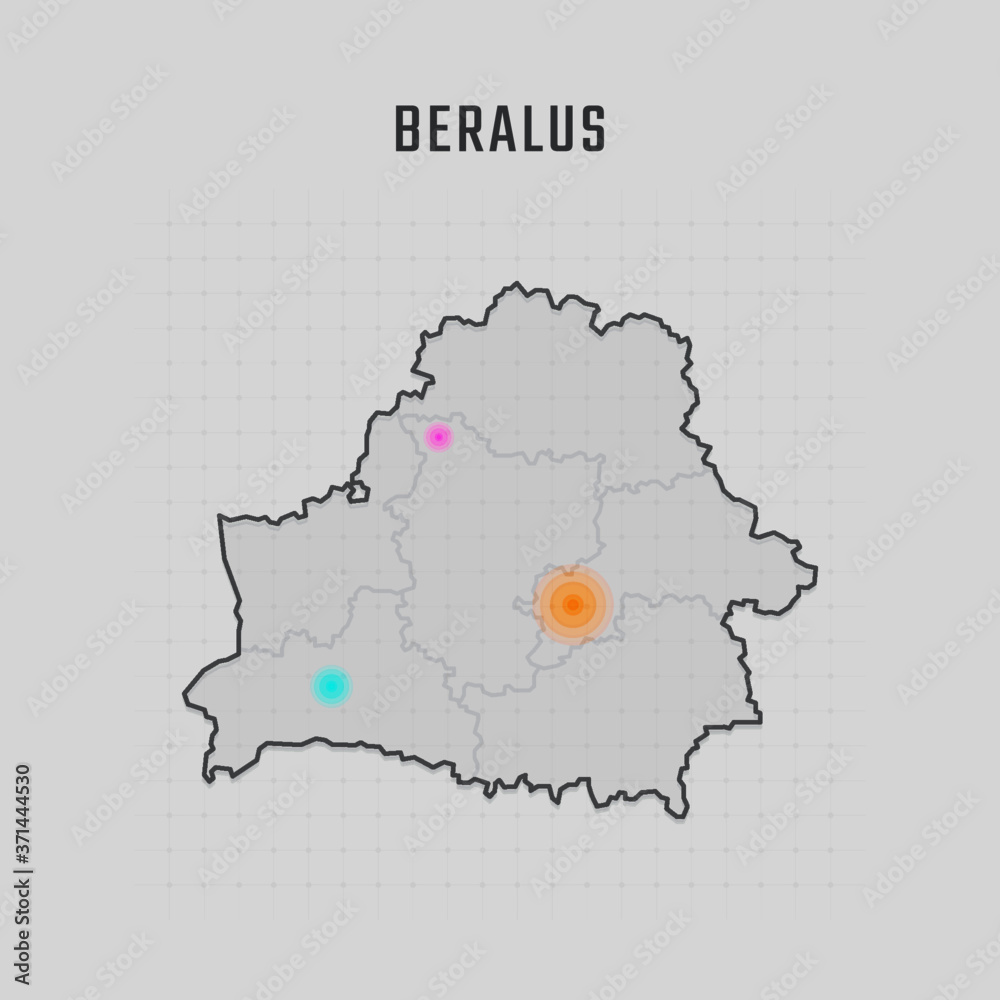 Stock-Vektorgrafik „Map of Belarus with all states and radar spot on ...