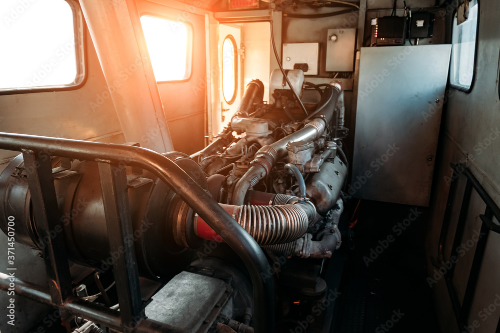 Diesel engine inside the train locomotive Stock Photo | Adobe Stock