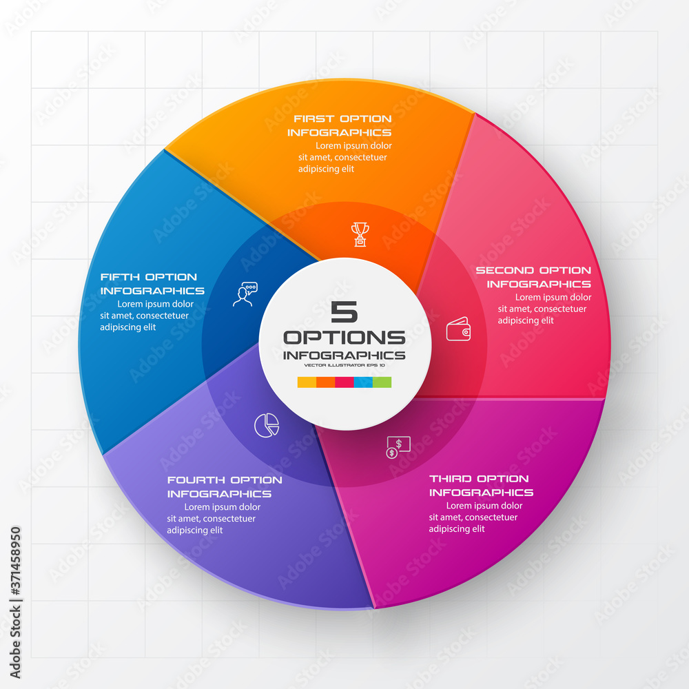 Circle chart infographic template with 5 options,Vector illustration ...