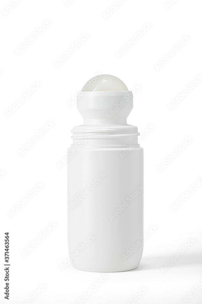 One opened white plastic roll on antiperspirant deodorant bottle ...