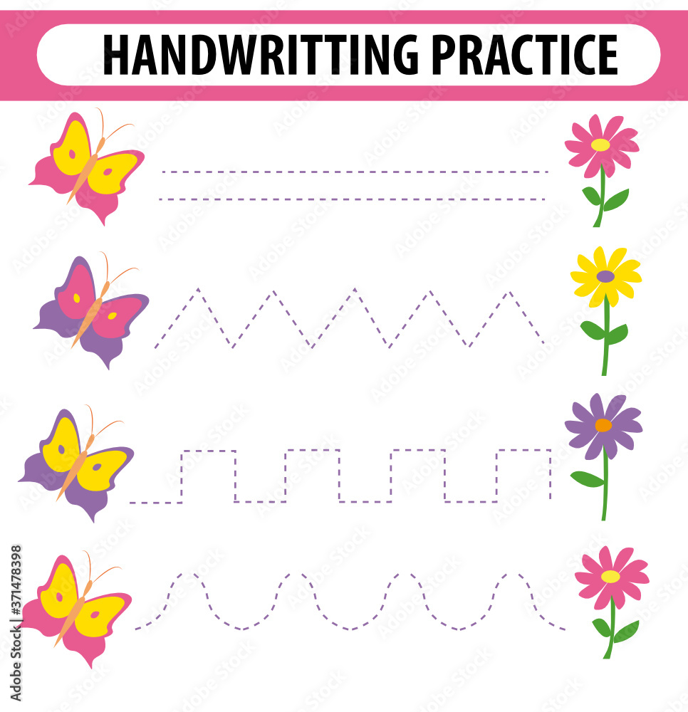 Handwriting practice sheet. Educational children game, printable ...