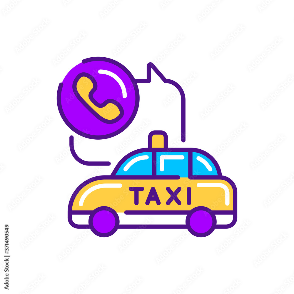 Call driver color line icon. Online mobile application order taxi ...