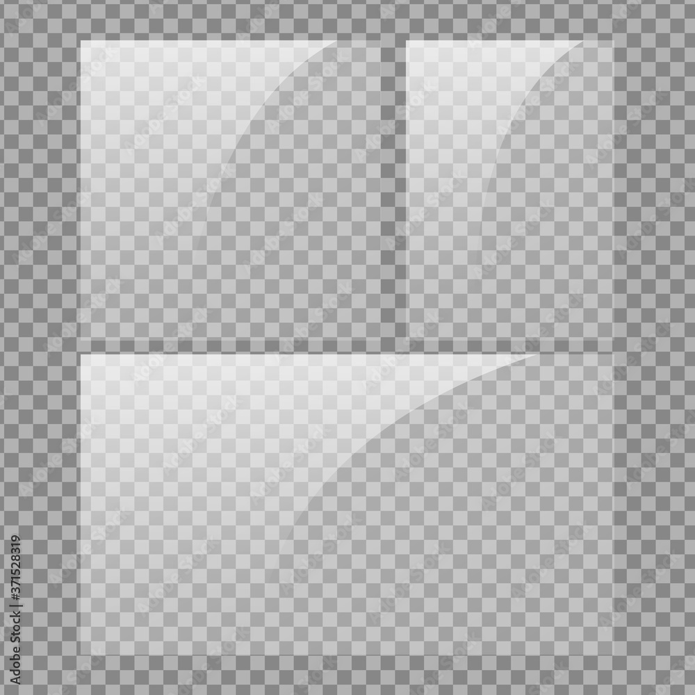 Square, vertical and 16x9 panel. Glass plate set on transparent ...