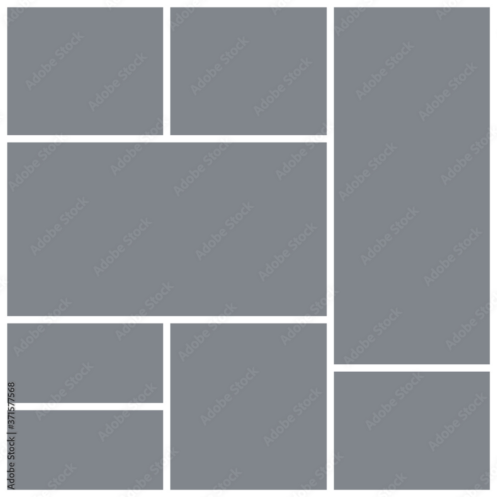 Photo collage grid. Square mood board template. Vector. Moodboard ...
