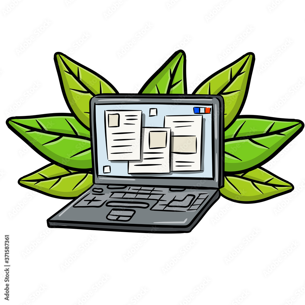 Laptop. Modern computer. Open window with the program and application ...