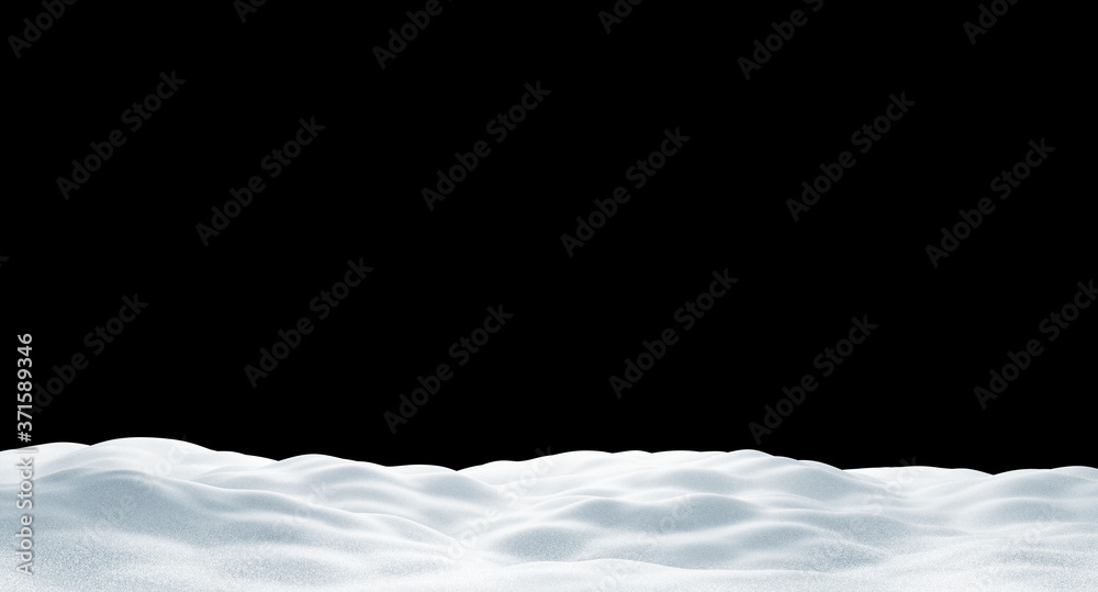 Snowdrift isolated on black background 3D render Stock Photo | Adobe Stock