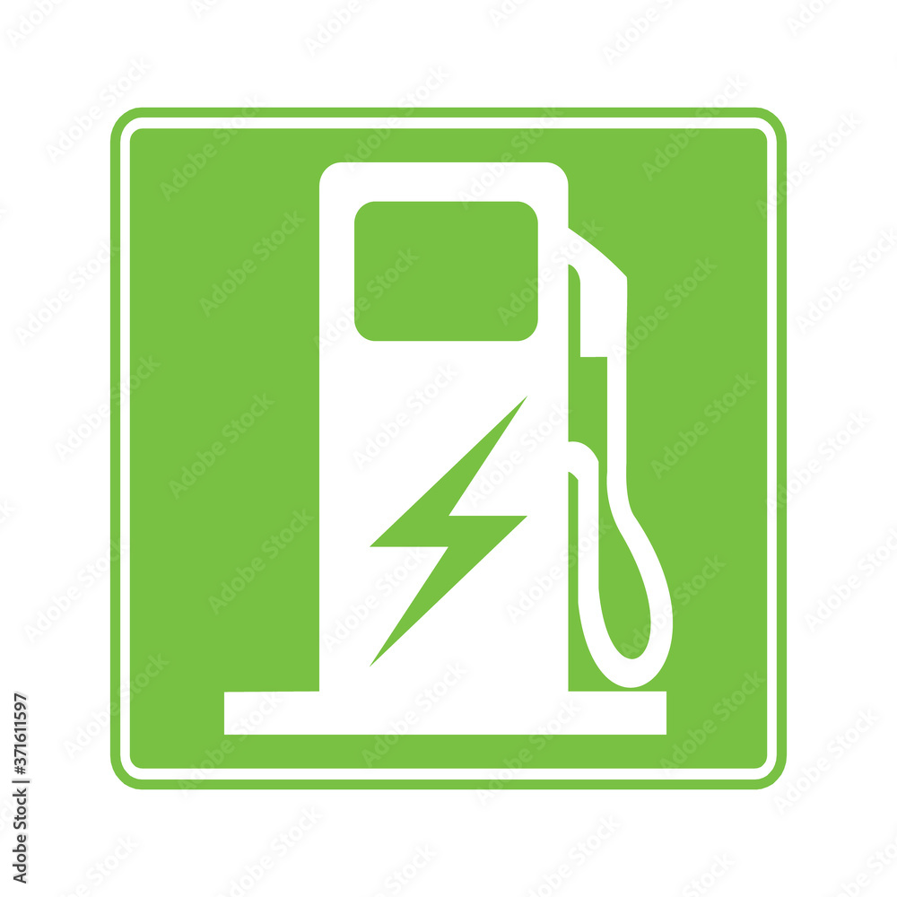 Electric vehicle EV charging station road sign. Vector illustration of ...