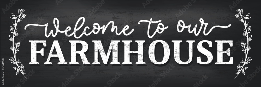 Welcome to the farmhouse cozy design with lettering and chalkboard ...