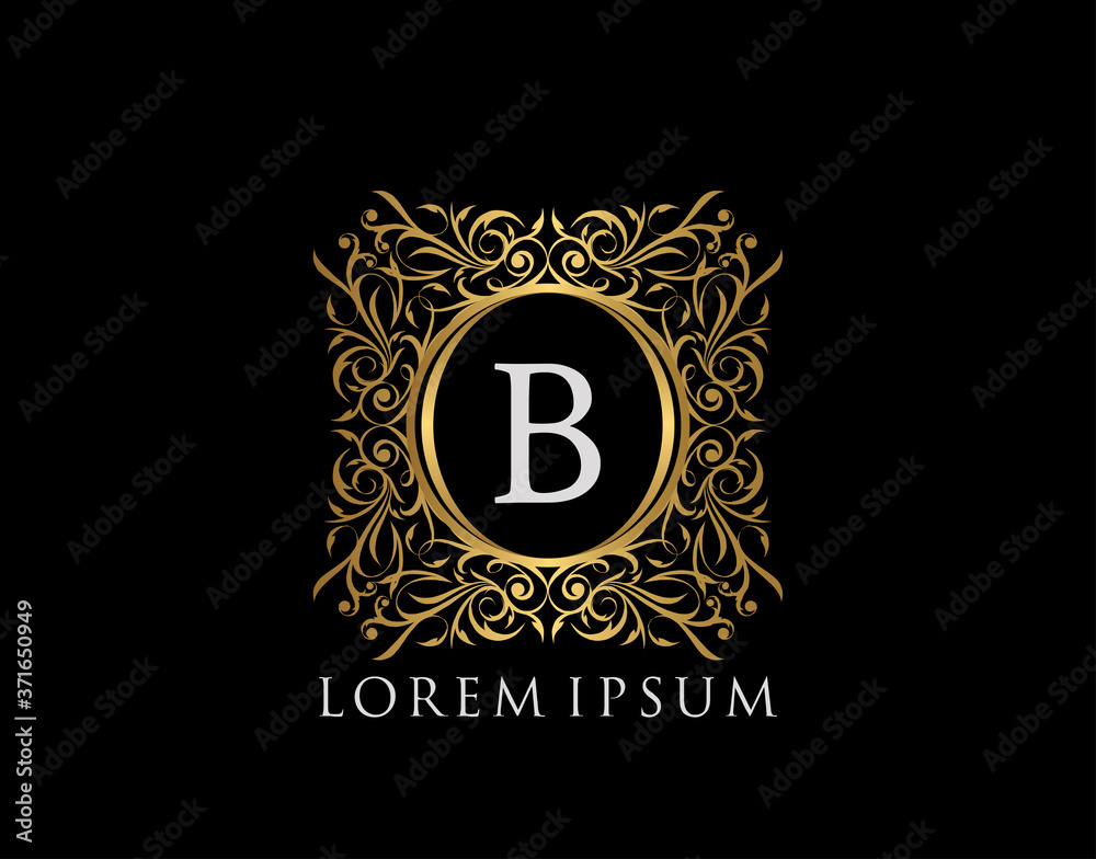 Luxury Badge Letter B Logo. Luxury gold calligraphic vintage emblem ...