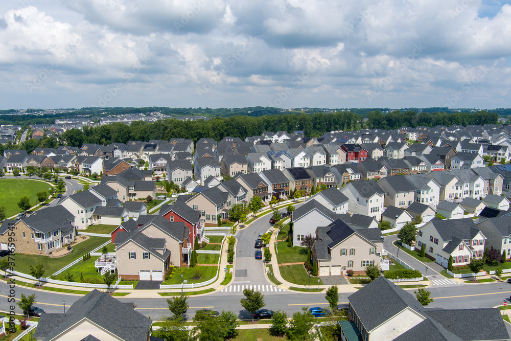 Aerial view of the Greenway Village subdivision in Clarksburg ...