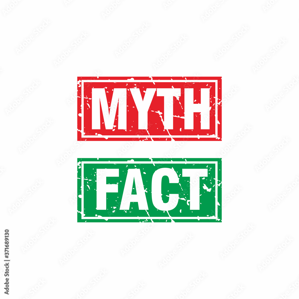 Abstract Red Green Grunge Myth & Fact Rubber Stamps Sign Illustration ...