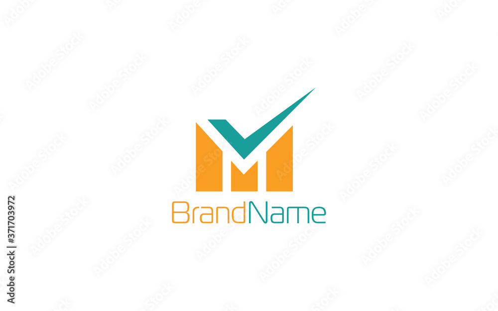Letter M logo with checkmark symbol Stock Vector | Adobe Stock