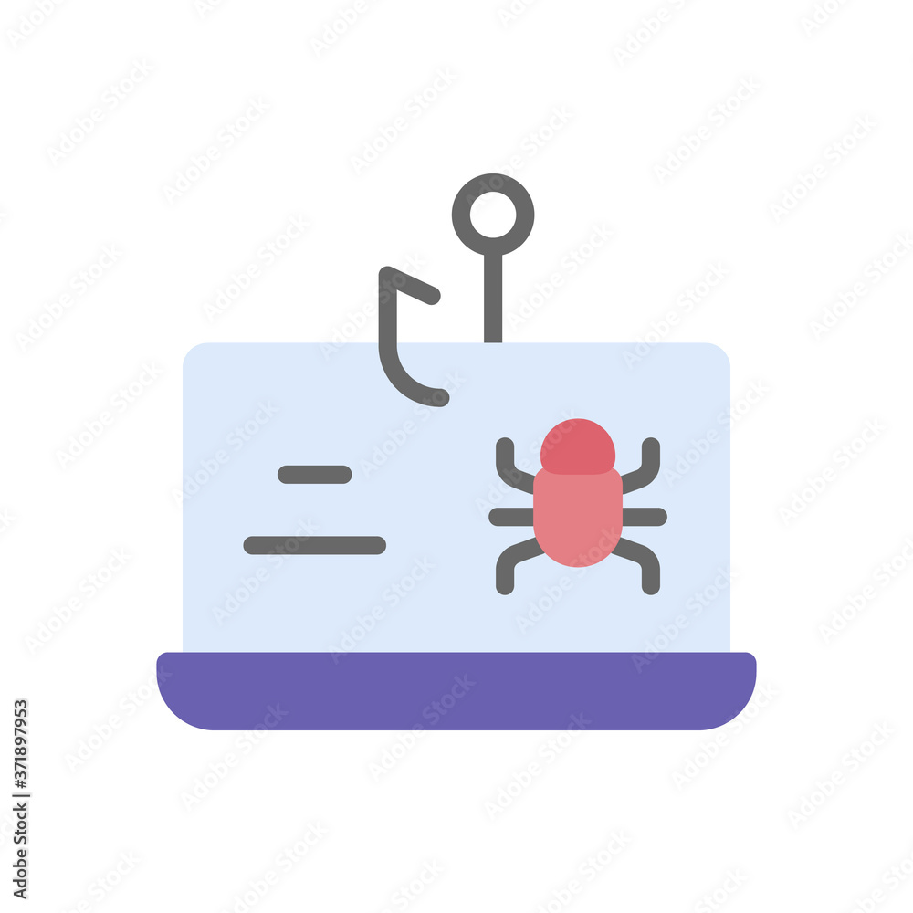 Laptop cyber attack icon. Simple color vector elements of hacks icons for ui and ux, website or ...