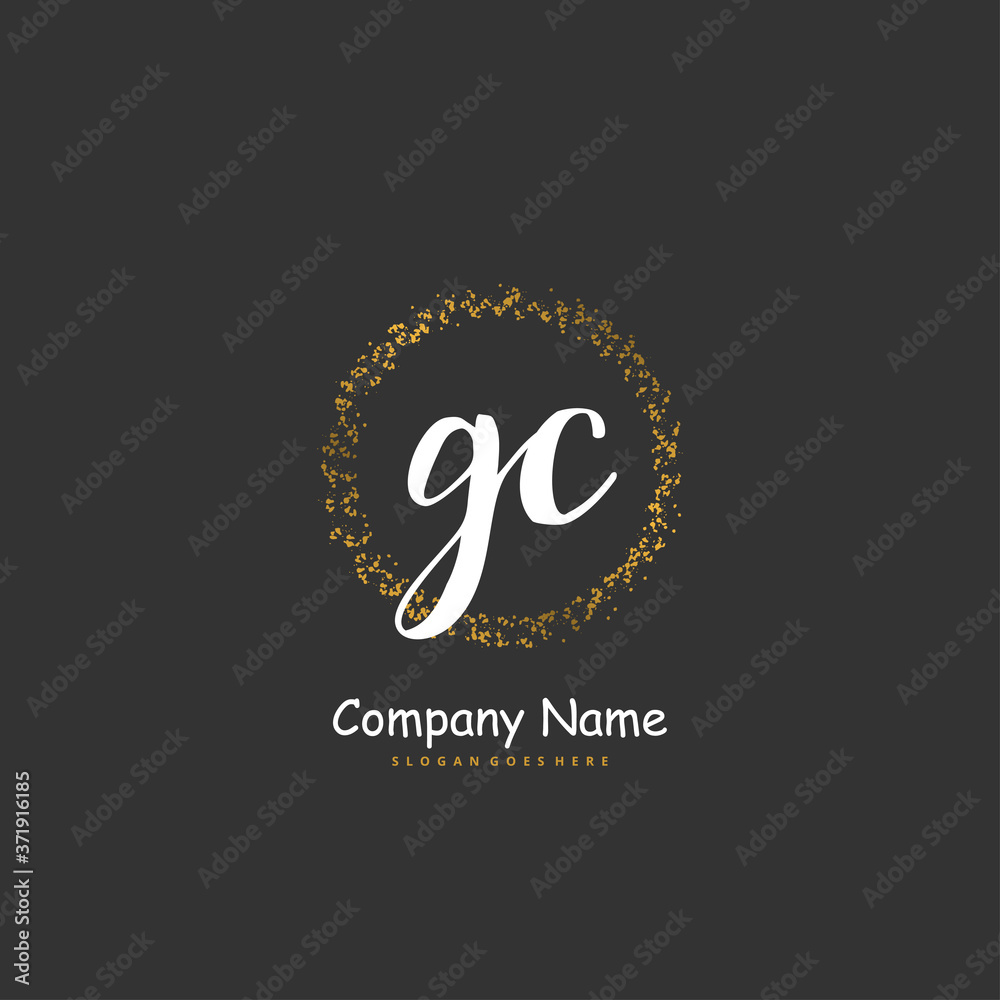 G C GC Initial handwriting and signature logo design with circle ...
