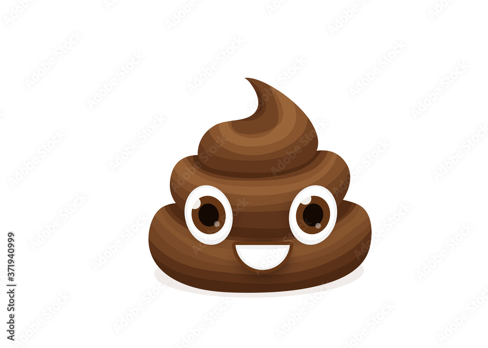 Brown emoticon poop character vector illustration. Emoji comic poo in ...
