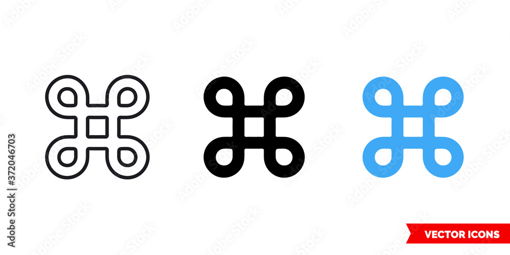 CMD icon of 3 types color, black and white, outline. Isolated vector ...