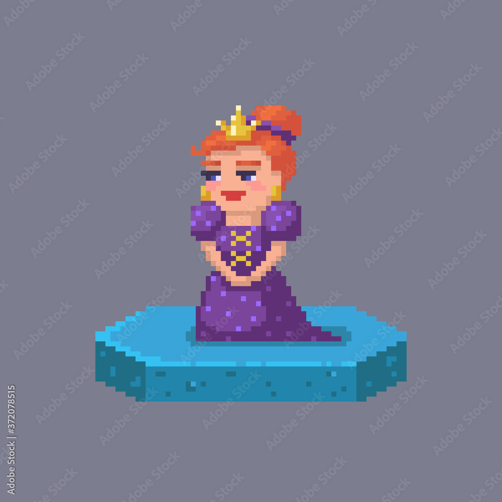 Pixel art queen character. Fairytale personage. Stock Vector | Adobe Stock